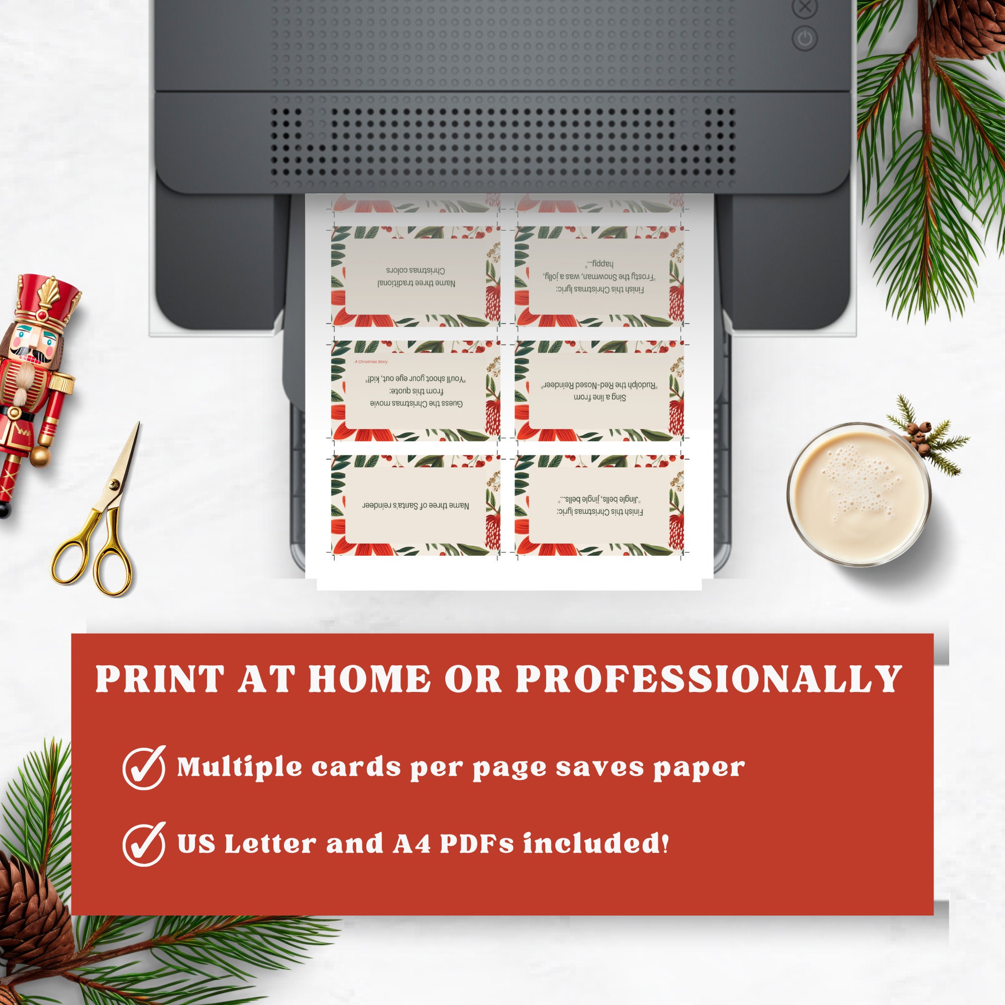 Pass the Prize Holiday Game, Christmas Present Exchange Printable Cards ...