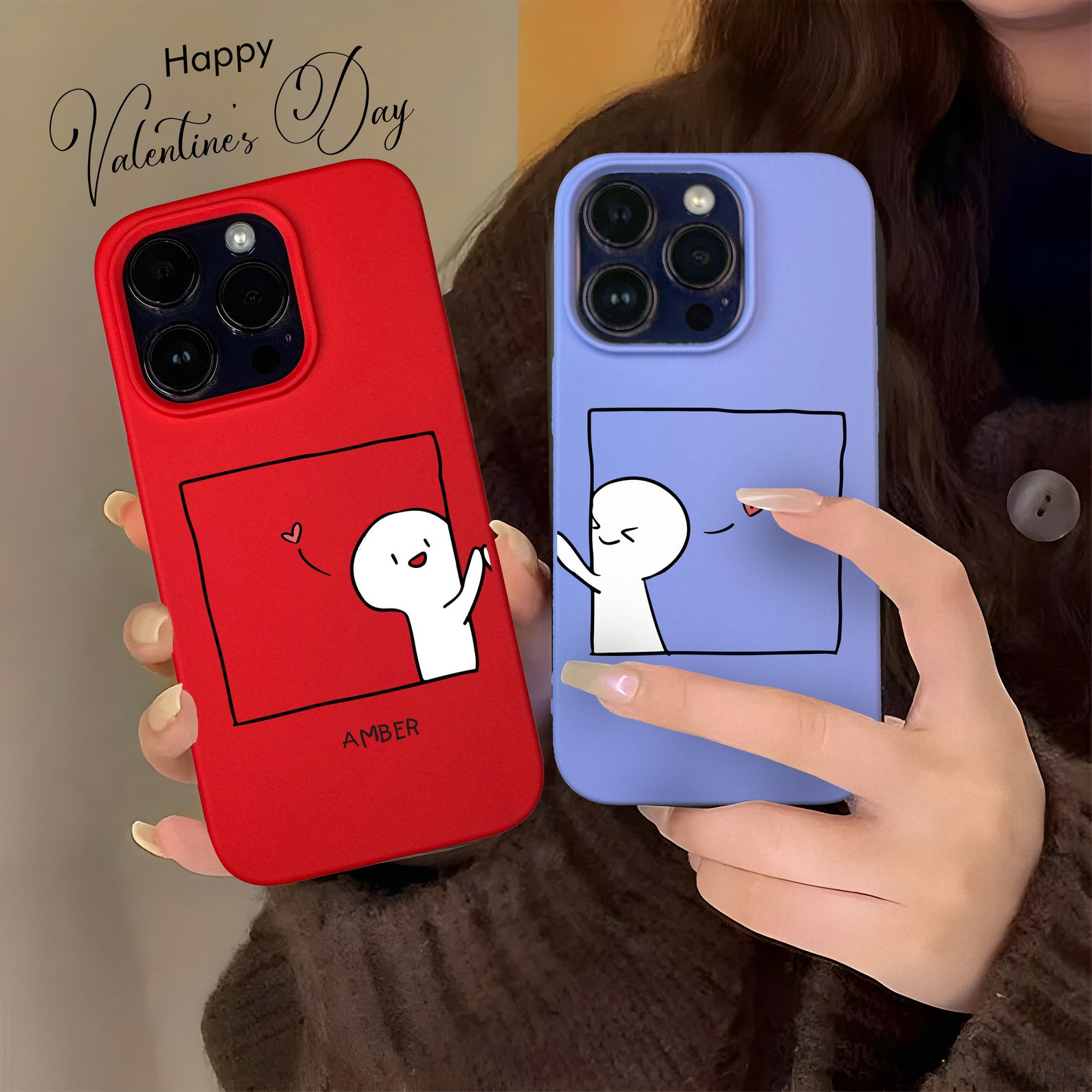Custom Cartoon Couple iPhone Case, Personalized Hug Design - Etsy
