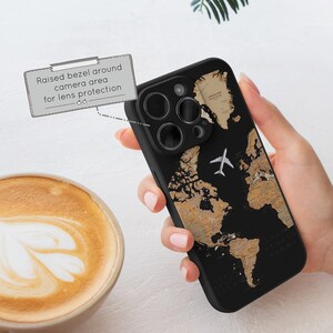 Vintage World Map iPhone Case: Black Silicone Travel Phone Cover - Etsy