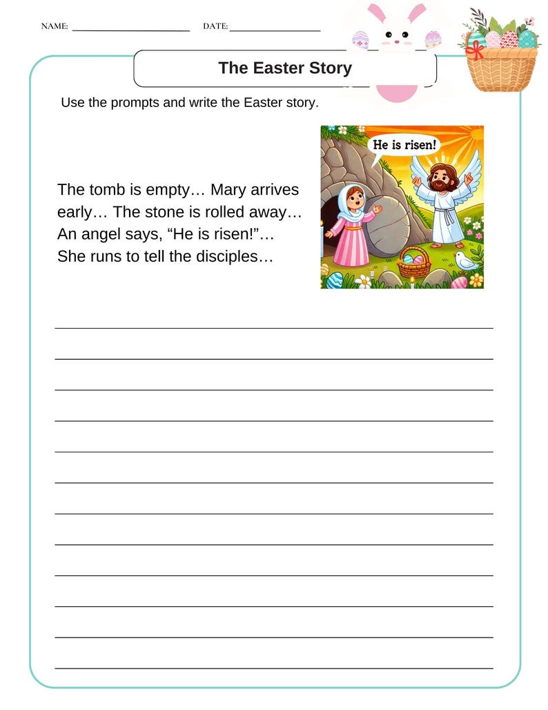 The Easter Story – Writing Prompts Activity | EASTER ACTIVITIES - Etsy