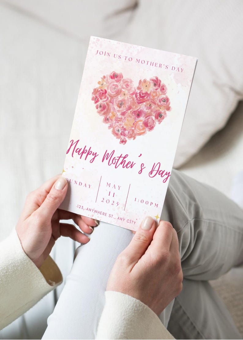 Mother's Day Invitation Card | Custom Floral Design, Printable Invite ...