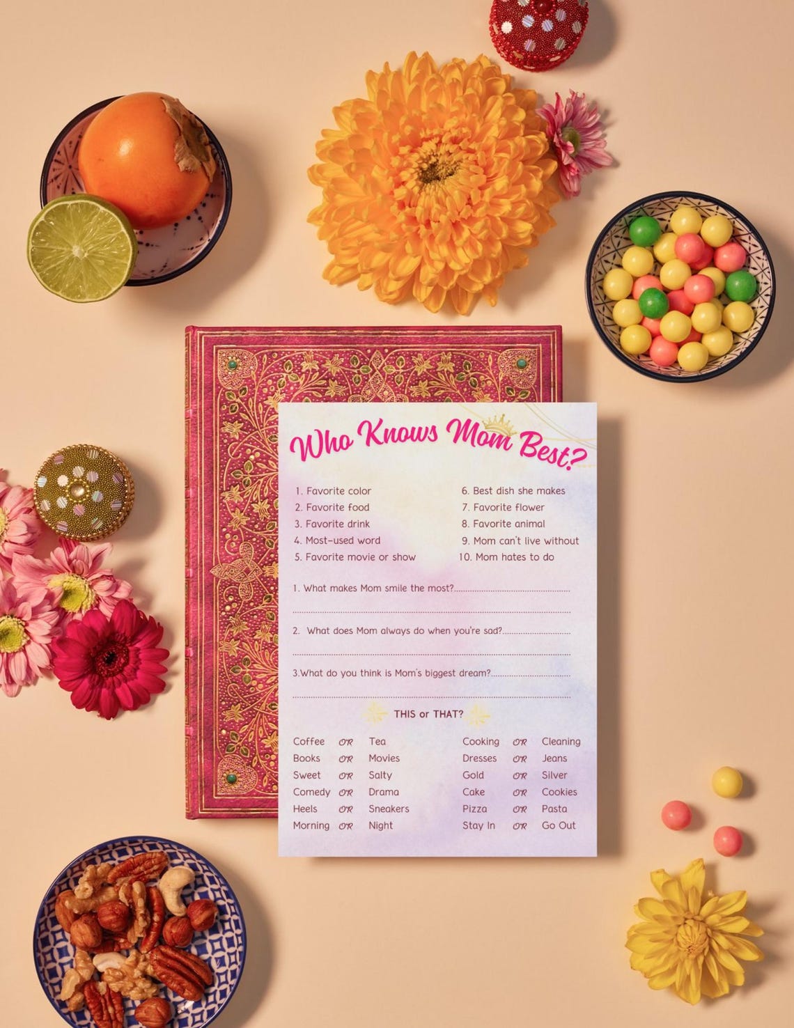 Mother’s Day Game Cards - Who Knows Mom Best - Printable Quiz & This or ...