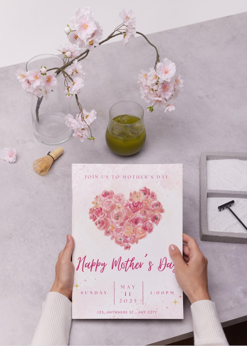 Mother's Day Invitation Card | Custom Floral Design, Printable Invite ...