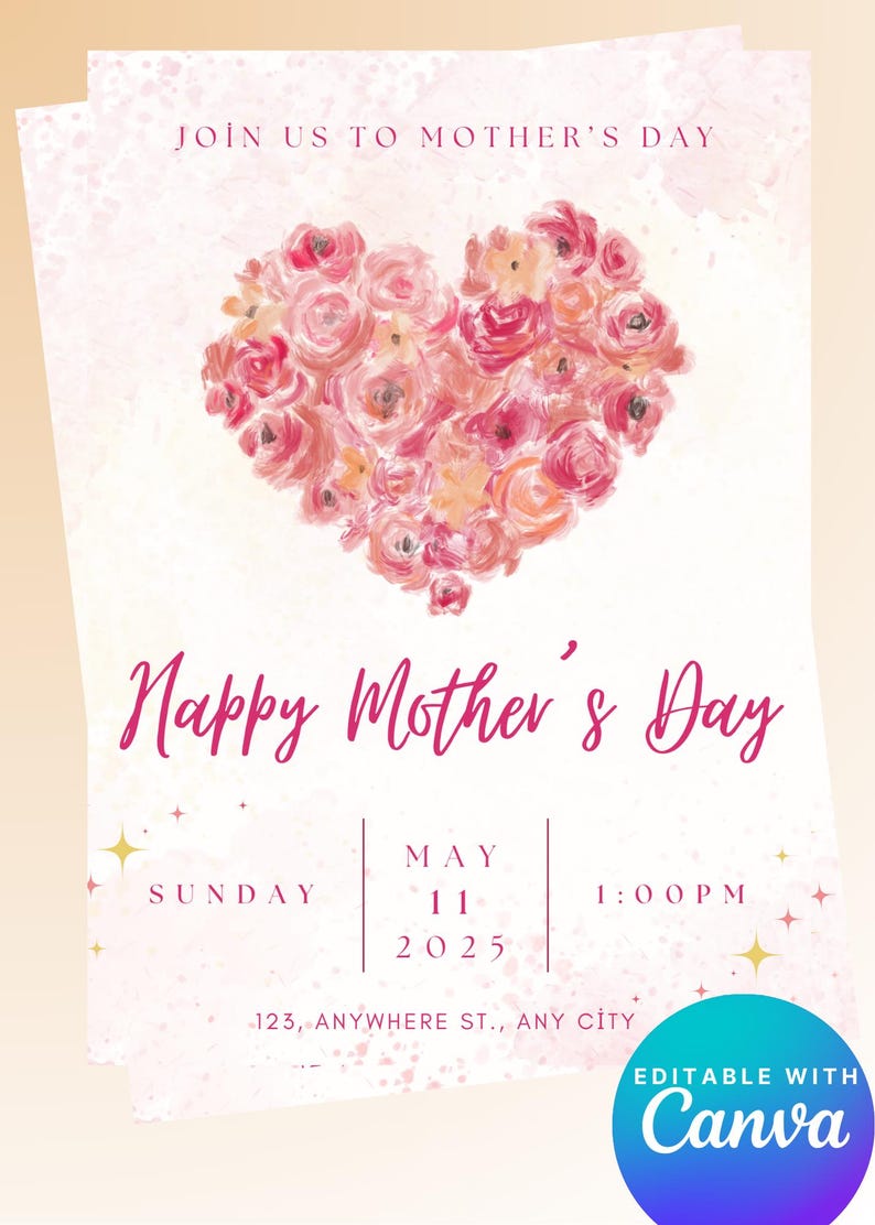 Mother's Day Invitation Card | Custom Floral Design, Printable Invite ...
