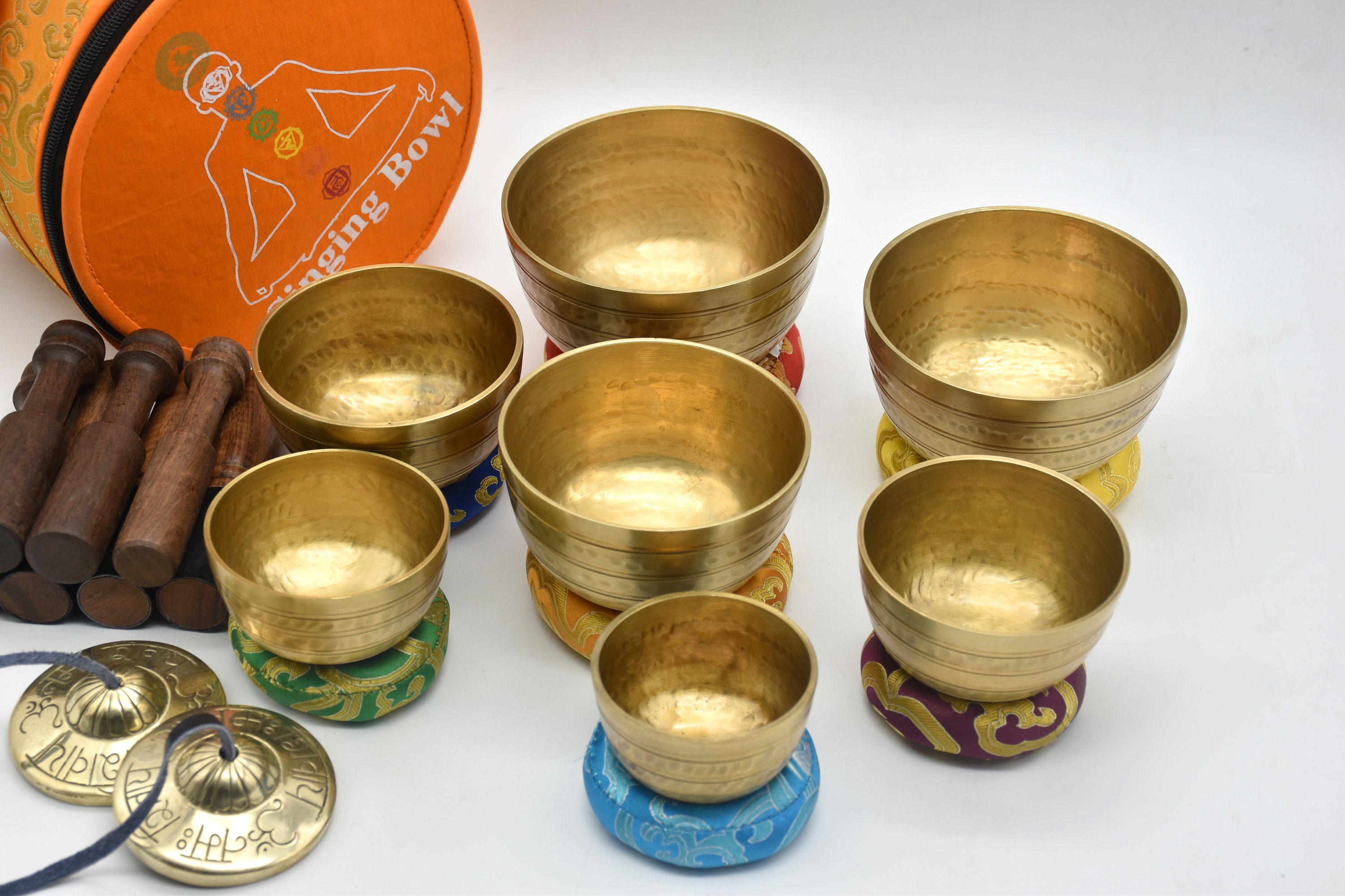 Tibetan Singing Bowl Set of 7 Chakra Balancing Yoga Meditation Bowls ...