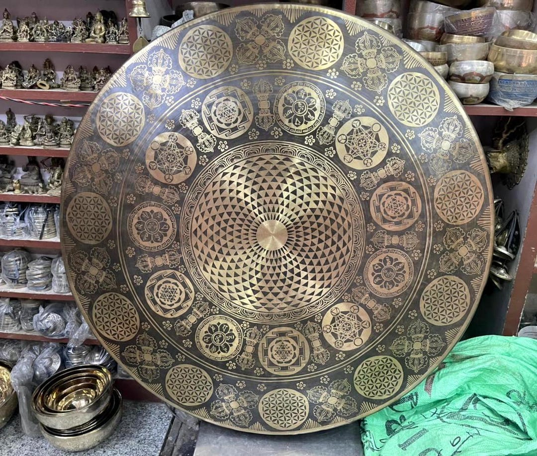 100 Cm Flower of Life Sacred Geometry Gong – Powerful Temple Bell for ...