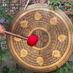 20 Inches Gongs - Tibetan Mantra Carved Handmade Sound Healing Brass ...