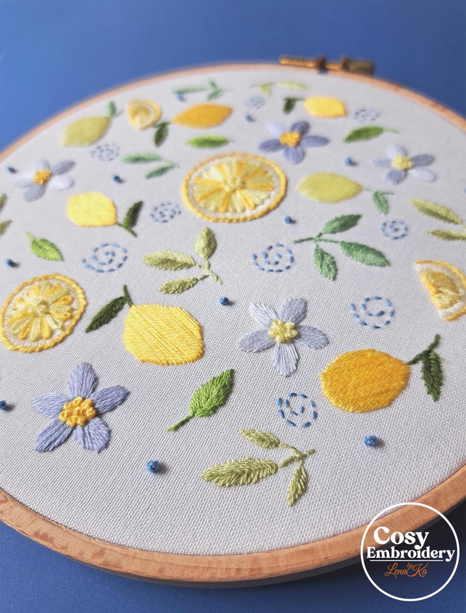 Floral Lemons Hand Embroidery Pattern Step-by-step Tutorial for ...