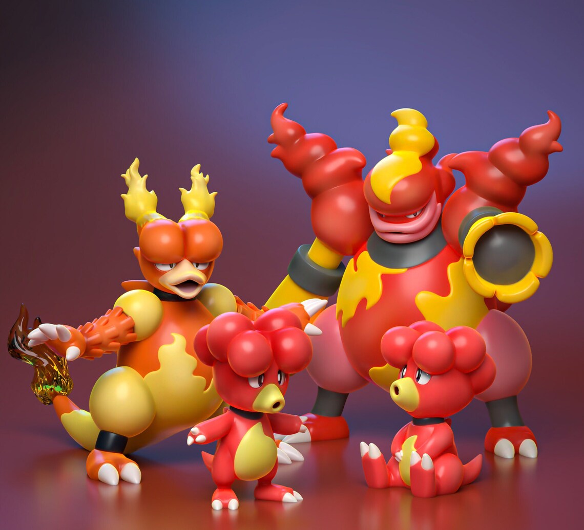3D Model STL - Scaled Magmar Evolution Line STL (digital File) - Etsy