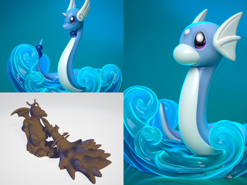 3D Model STL - Scaled Dratini Evolution Line STL (digital File) - Etsy