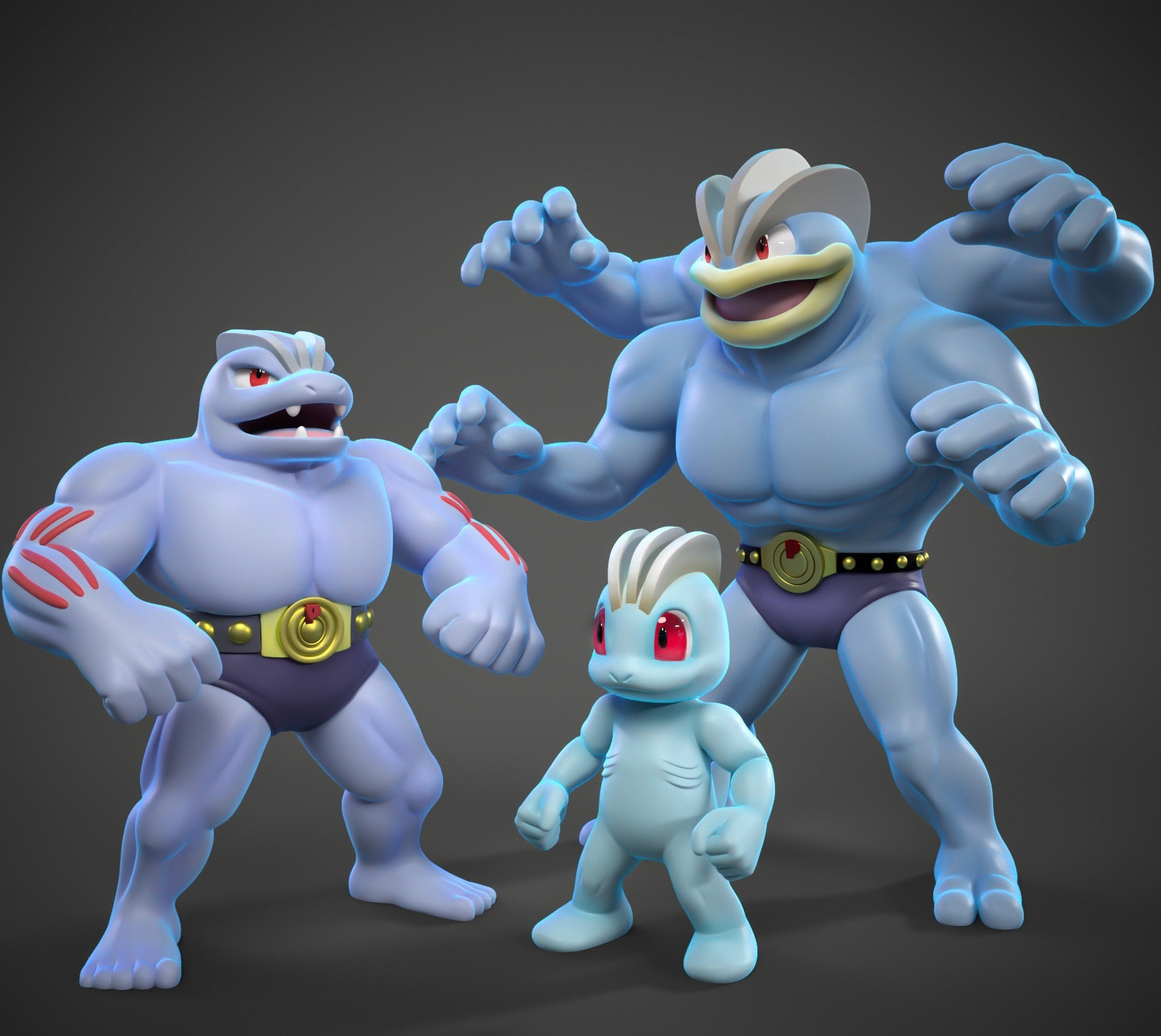 3D Model STL - Scaled Machop Evolution Line STL (digital File) - Etsy