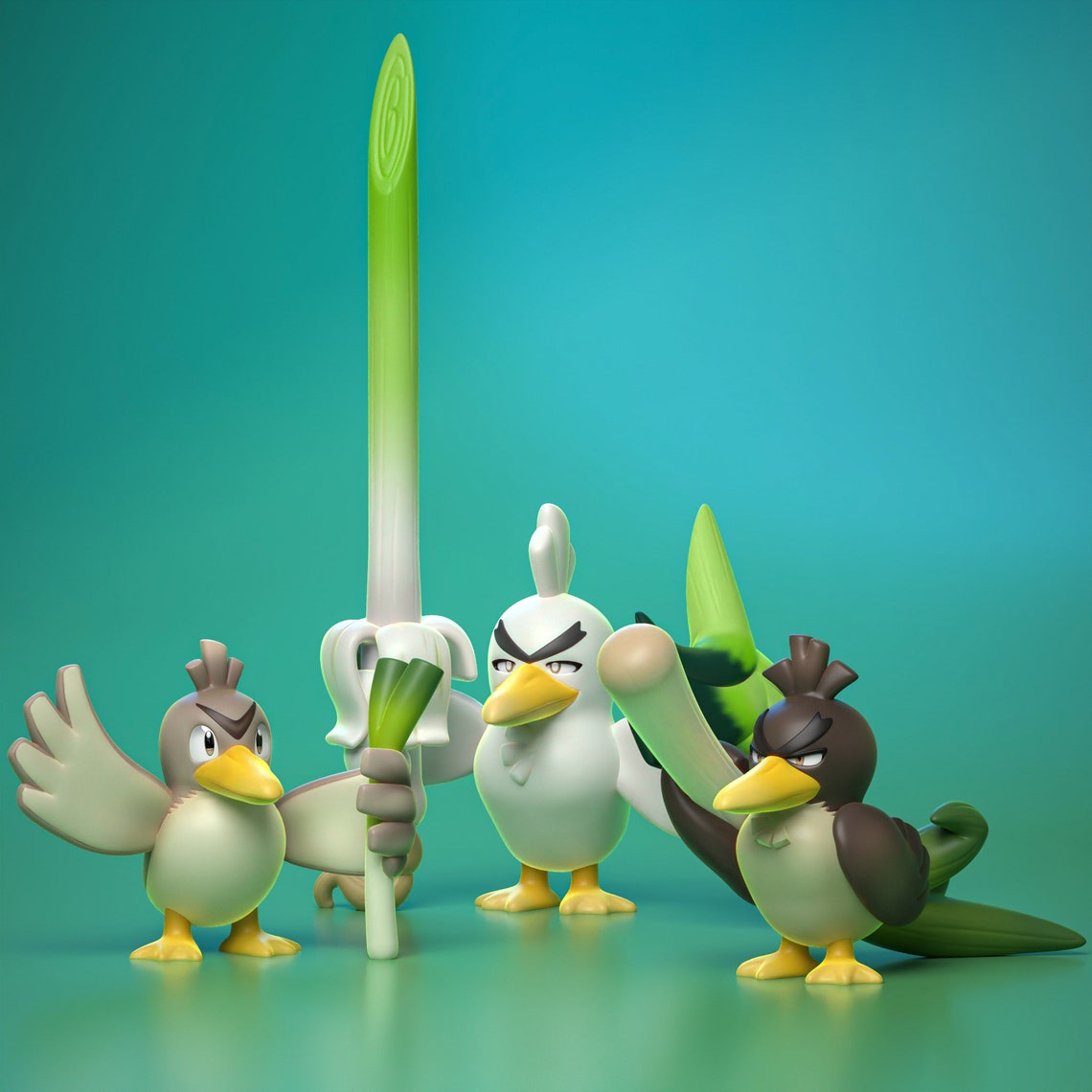 3D Model STL Scaled Farfetch'd Evolution Line STL digital File - Etsy