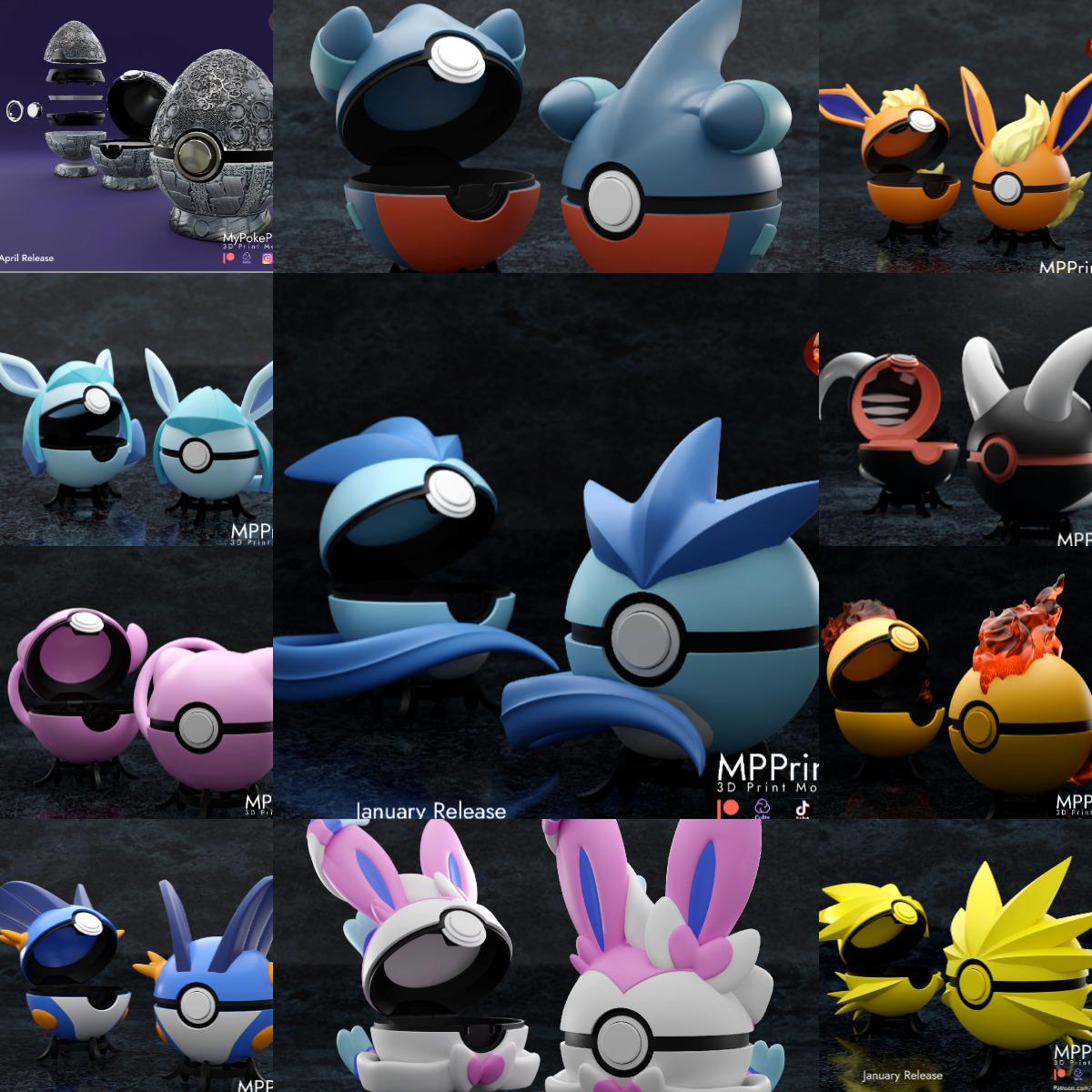 3D Model STL -pokeball Set 3 STL (digital File) - Etsy