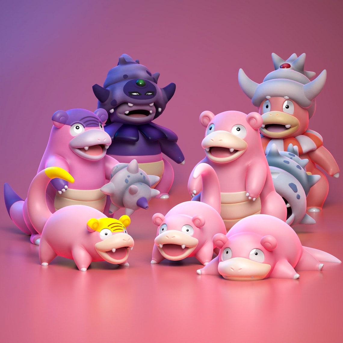 3D Model STL - Scaled Slowpoke Evolution Line STL (digital File) - Etsy