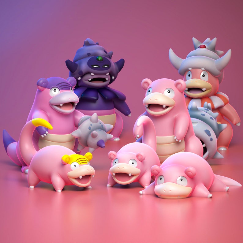 3D Model STL - Scaled Slowpoke Evolution Line STL (digital File) - Etsy