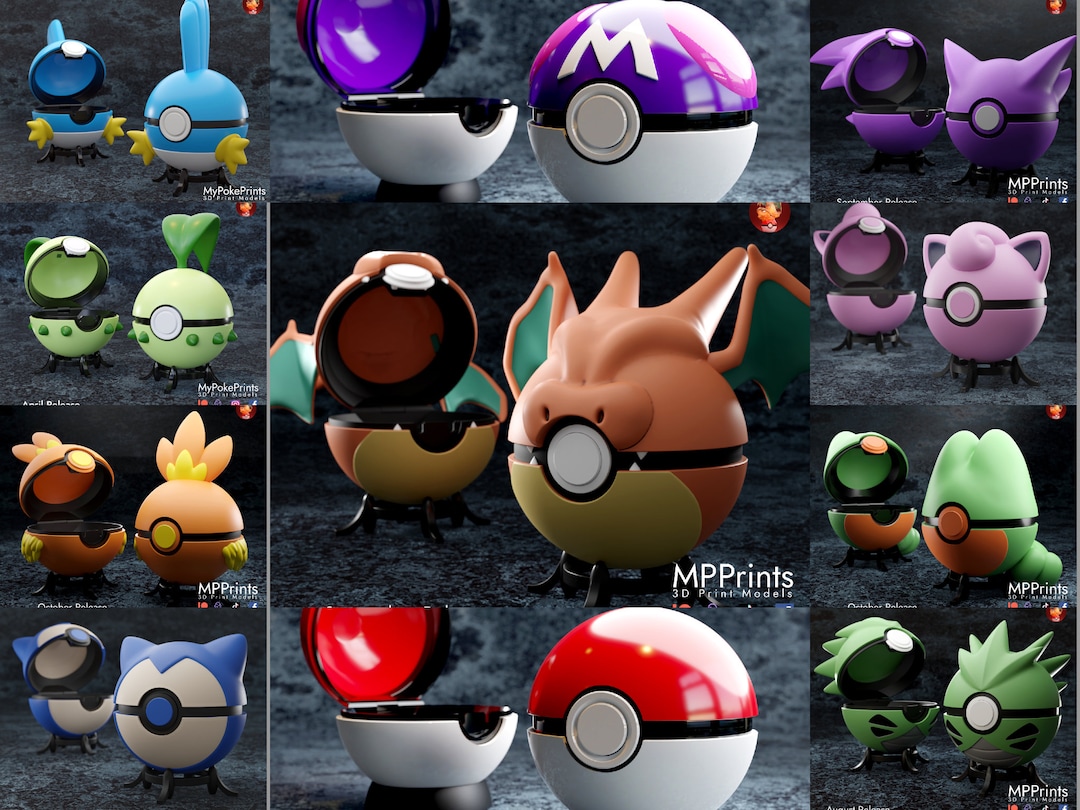 3D Model STL - Pokeball Set 2 STL (digital File) - Etsy