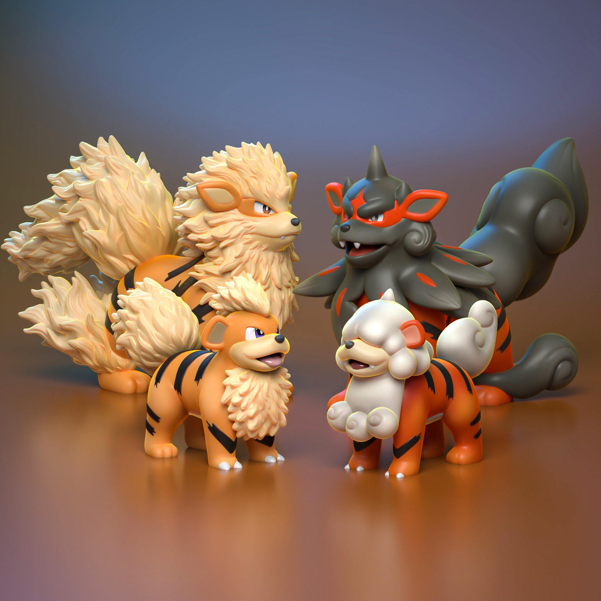 3D Model STL - Scaled Growlithe Evolution Line STL (digital File) - Etsy