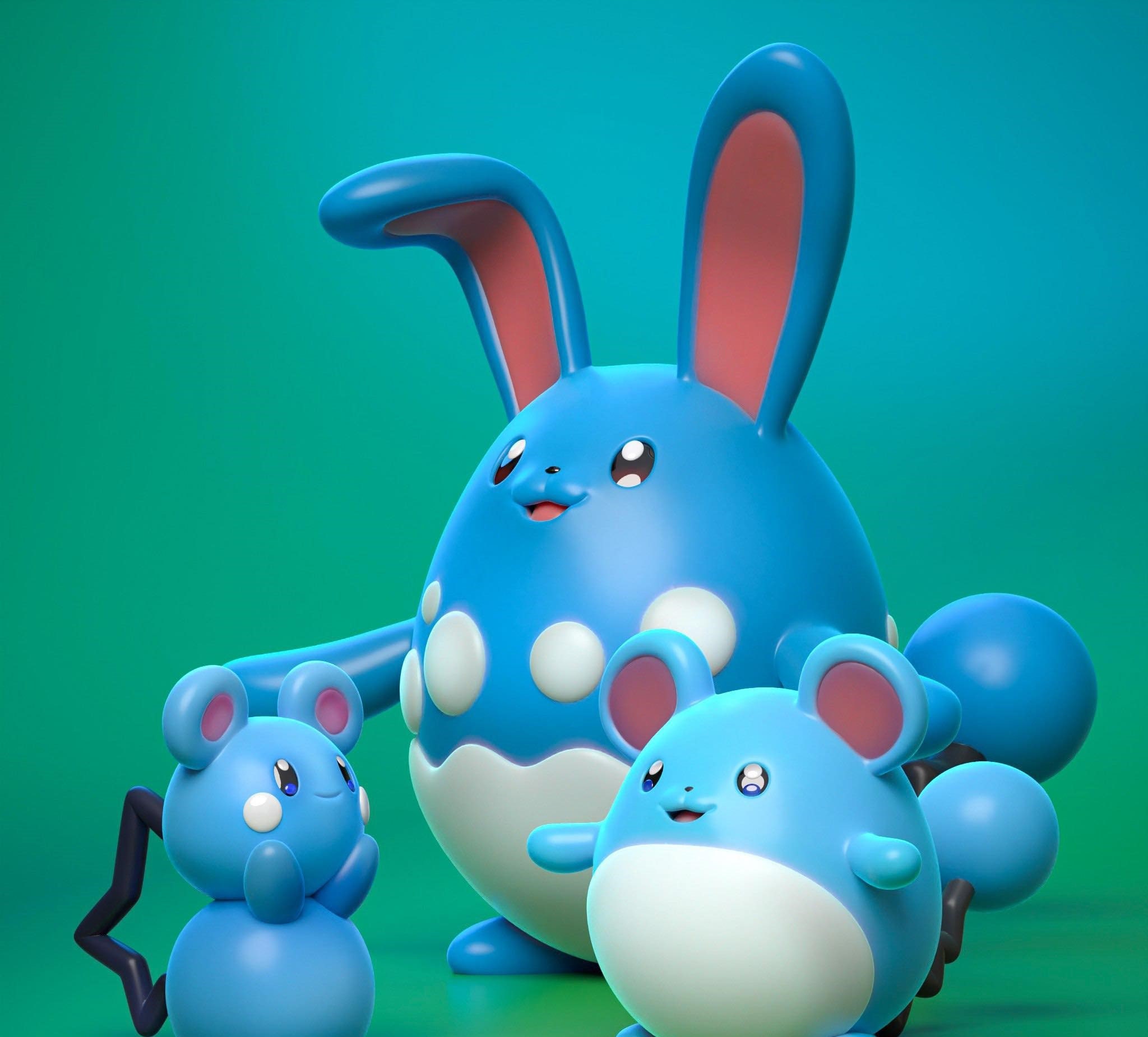 3D Model STL - Scaled Azurill Evolution Line STL (digital File) - Etsy