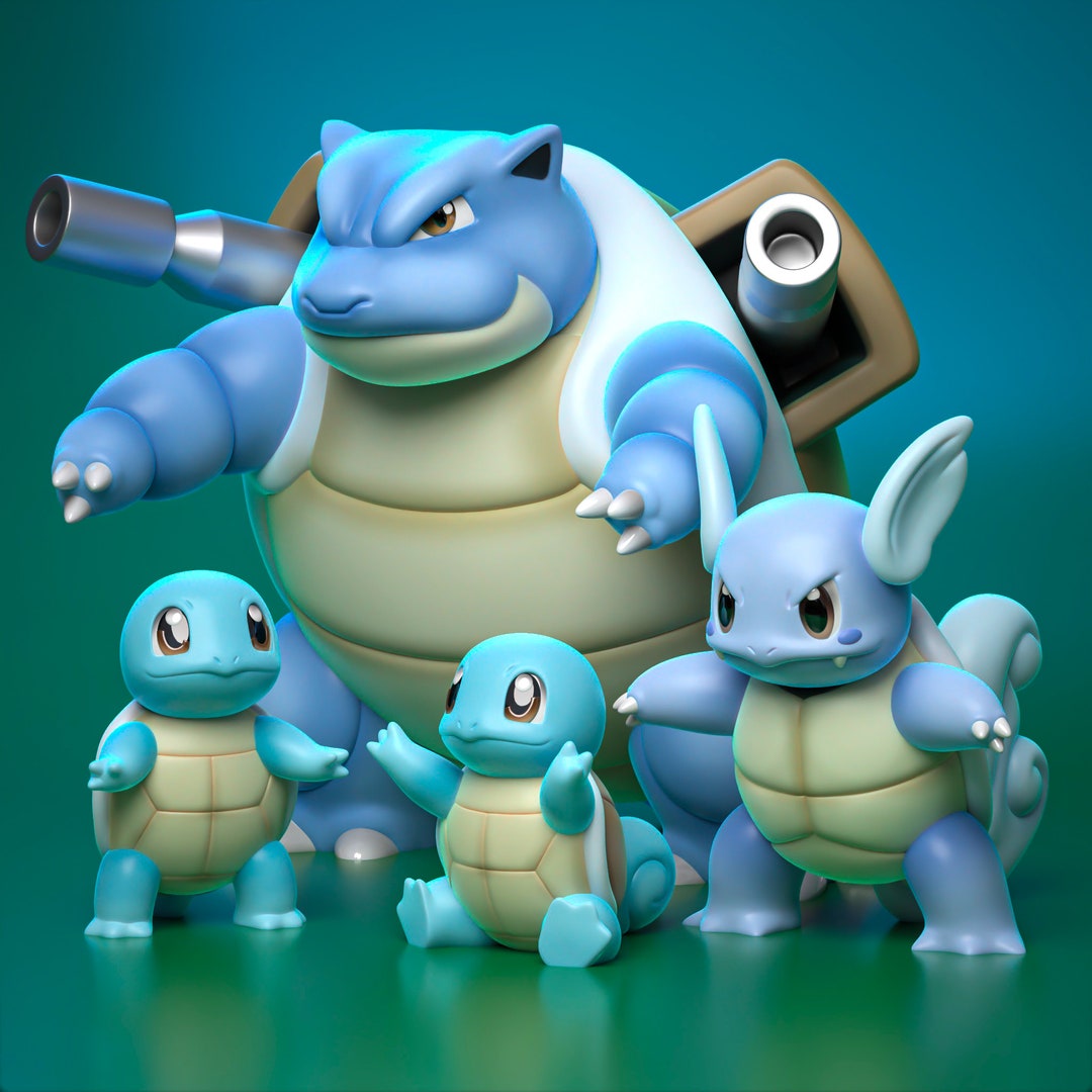 3D Model STL - Scaled Squirtle Evolution Line STL (digital File) - Etsy
