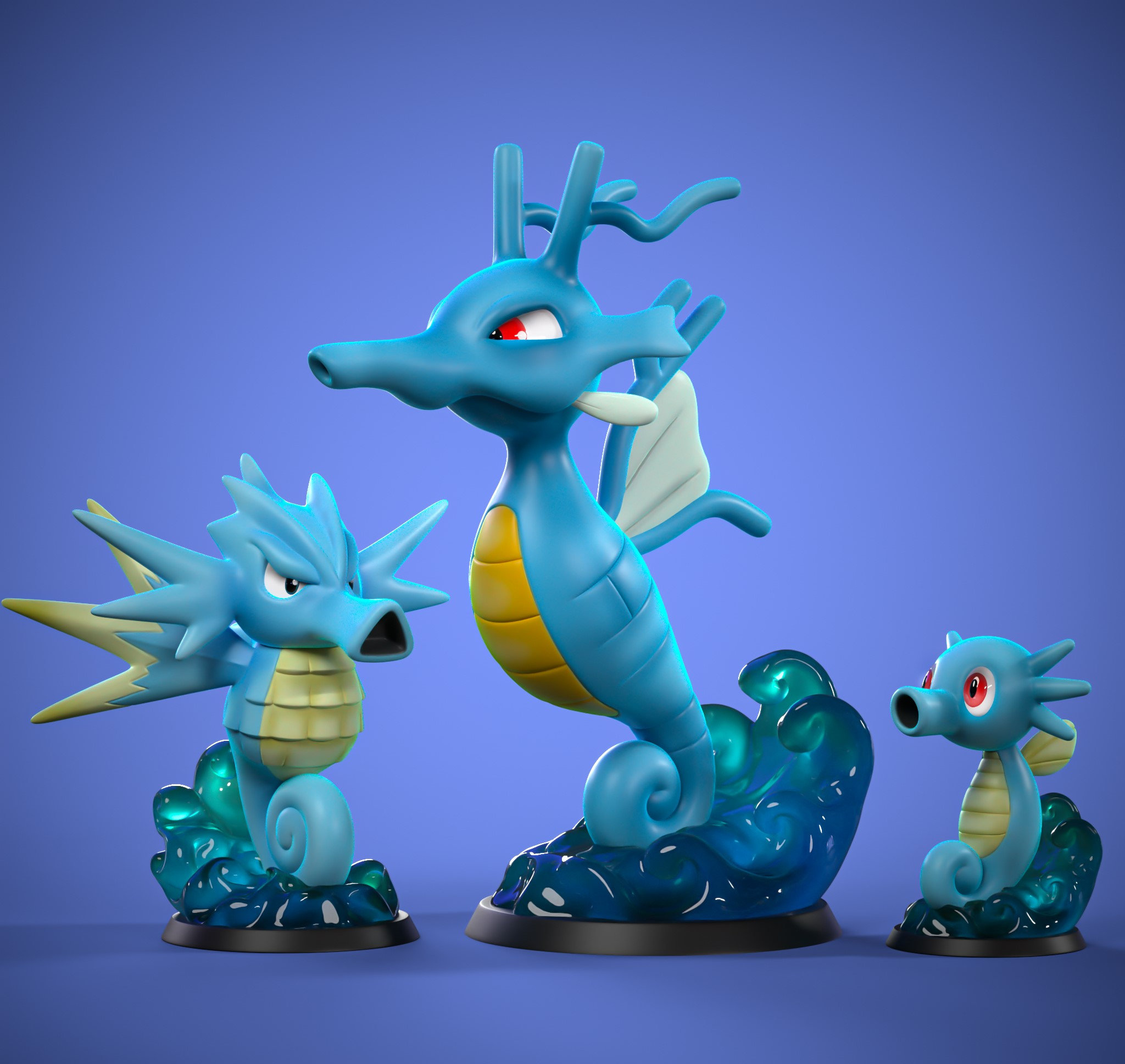 3D Model STL - Scaled Horsea Evolution Line STL (digital File) - Etsy