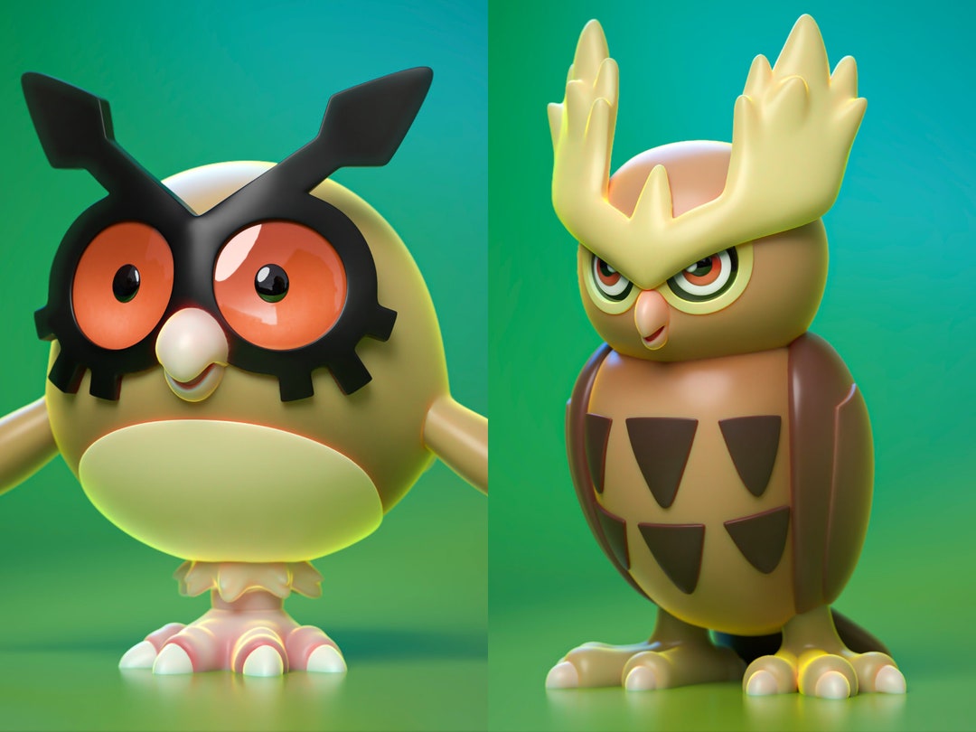 3D Model STL - Scaled Hoothoot Evolution Line STL (digital File) - Etsy