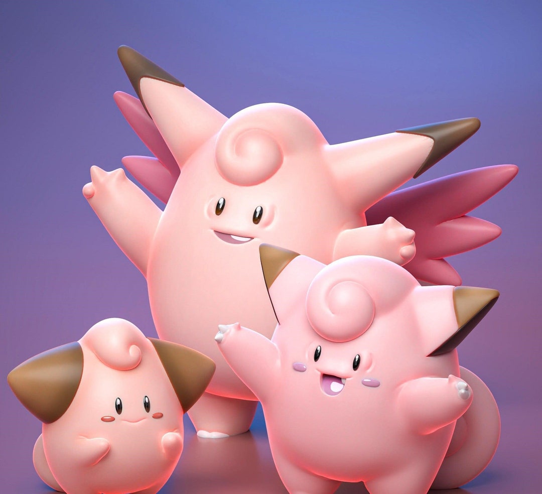 3D Model STL - Scaled Clefairy Evolution Line STL (digital File) - Etsy