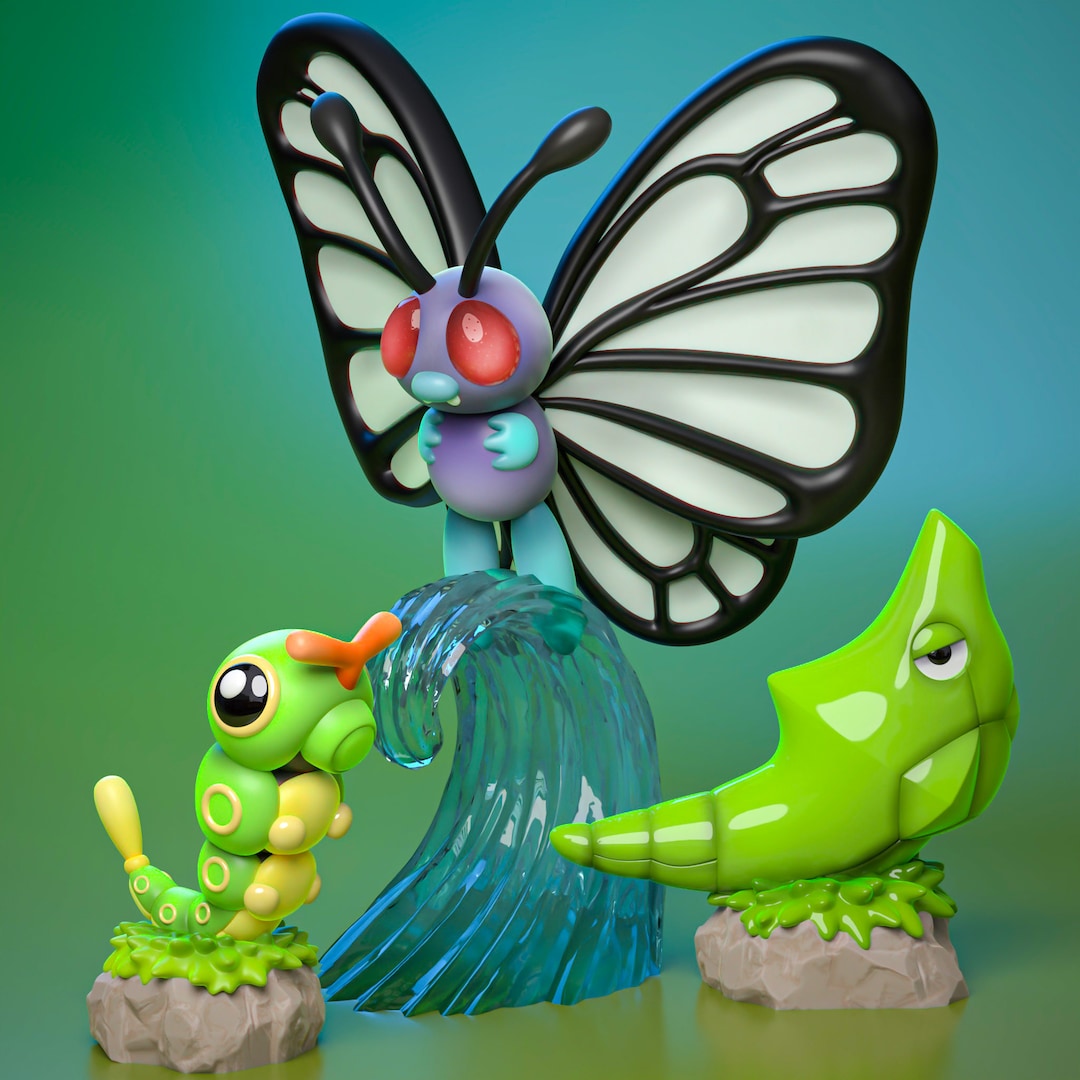 Modelo 3D STL - Línea de evolución Caterpie a escala STL (Archivo ...