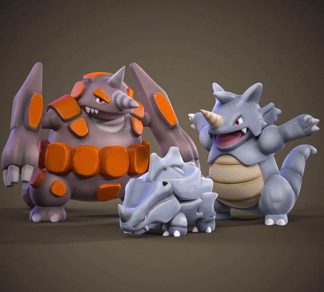 3D Model STL - Scaled Rhyhorn Evolution Line STL (digital File) - Etsy
