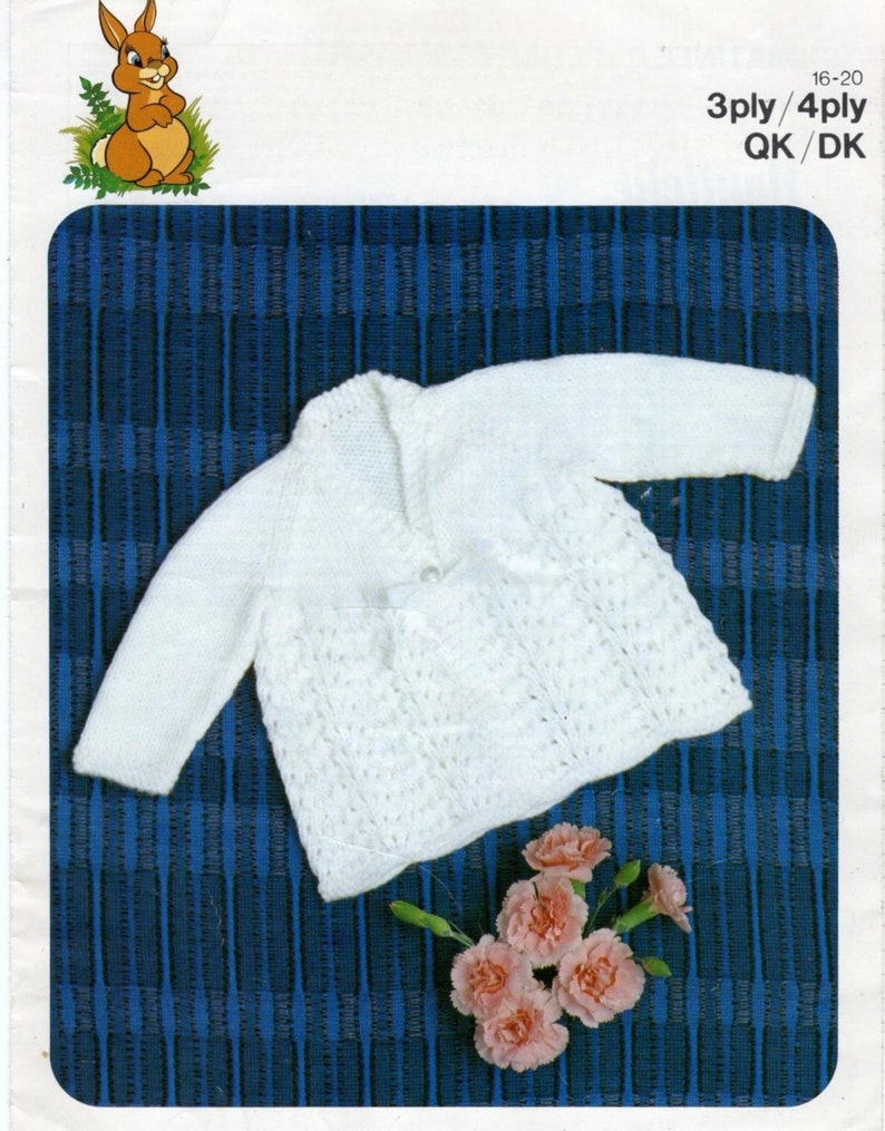 Baby Babies Cardigan Matinee Coat Knitting Pattern QK DK Double Knit 16 ...