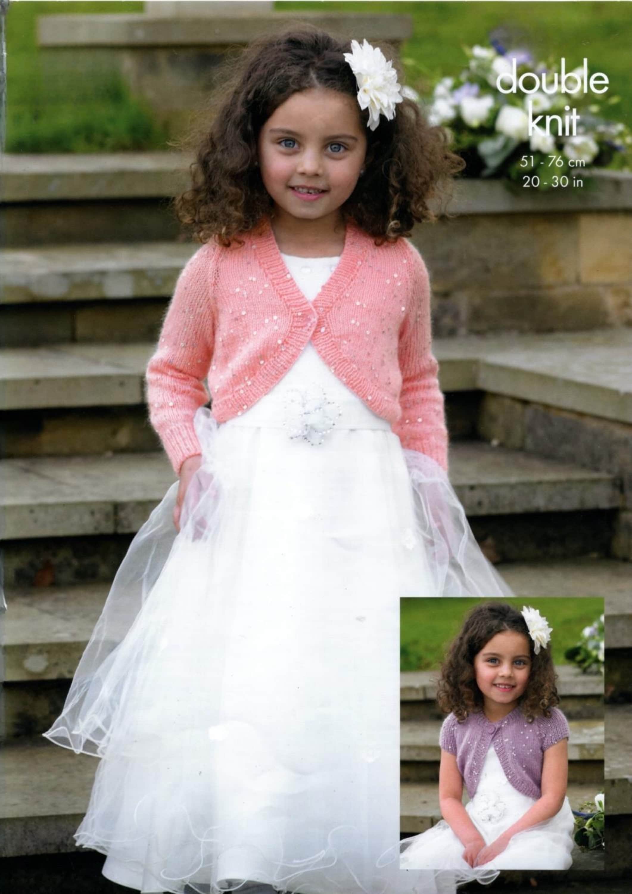 Girls Bolero Bridesmaid Flower Girl Knitting Pattern DK 20-30 ...