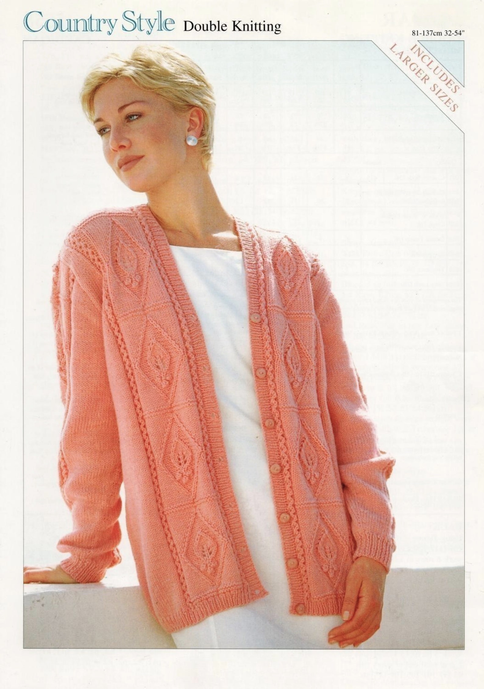 Ladies Cardigan Knitting Pattern DK Larger Sizes 32-54" - Digital ...
