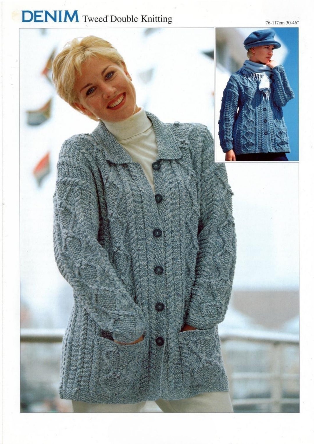 Ladies Tweed Cardigan Jacket Knitting Pattern DK Sizes 30-46" - Digital ...