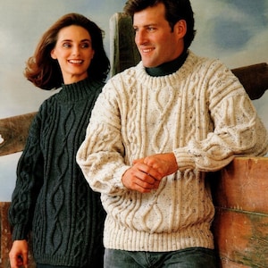 Mens Knitting Pattern Cable Sweater Jumper 38 46 Digital Download - Etsy