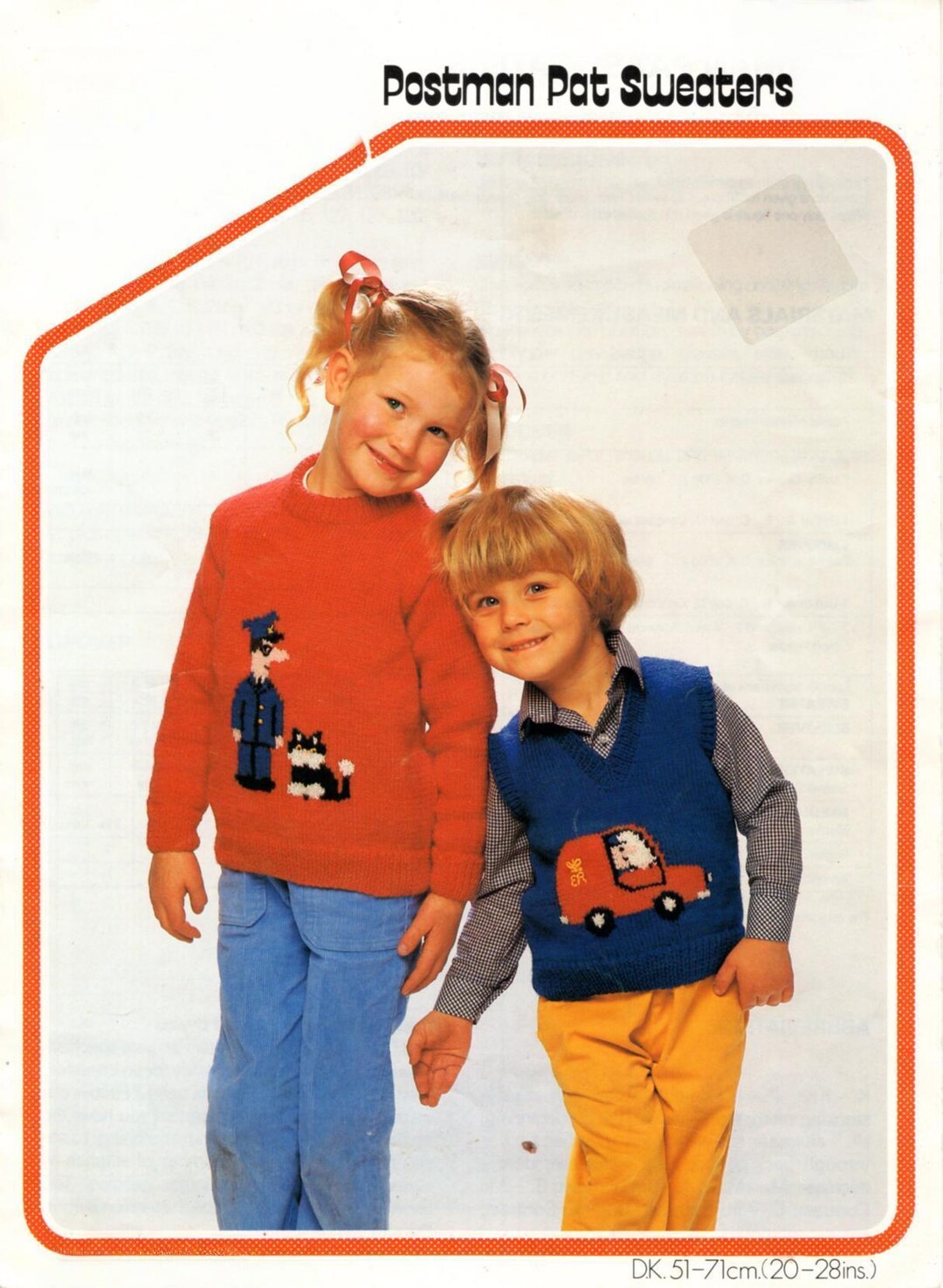 Postman Pat Knitting Pattern Jumper & Slipover Childrens Sizes 20-28 ...