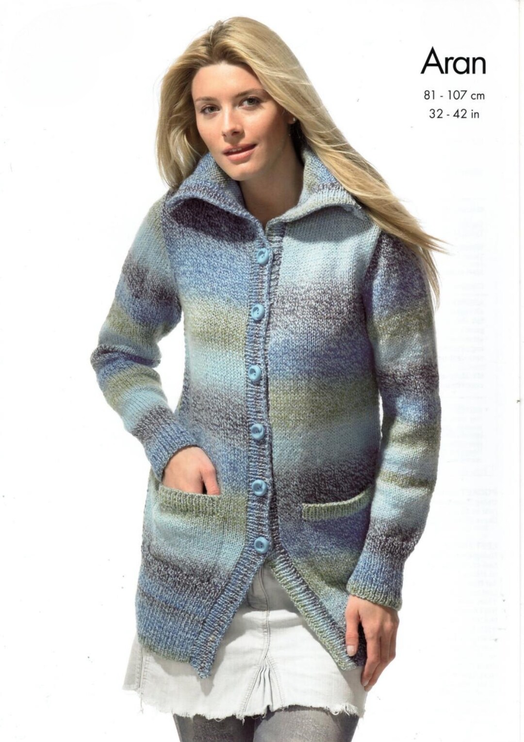 Ladies Long Line Cardigan & Waistcoat Aran Knitting Pattern DK Larger ...