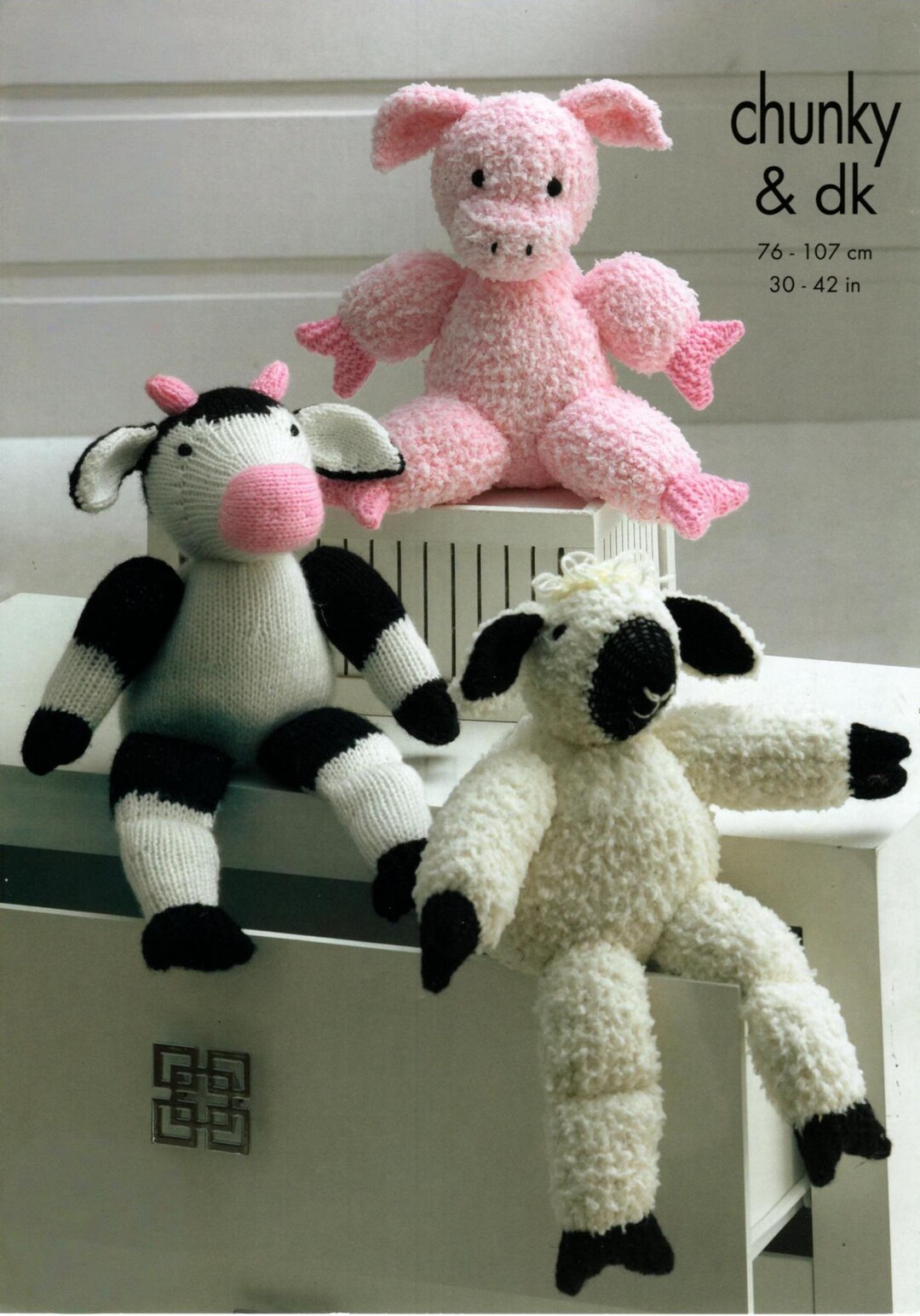 Pig Sheep & Cow Farmyard Animals Knitting Patterns Childrens Toy Knits ...