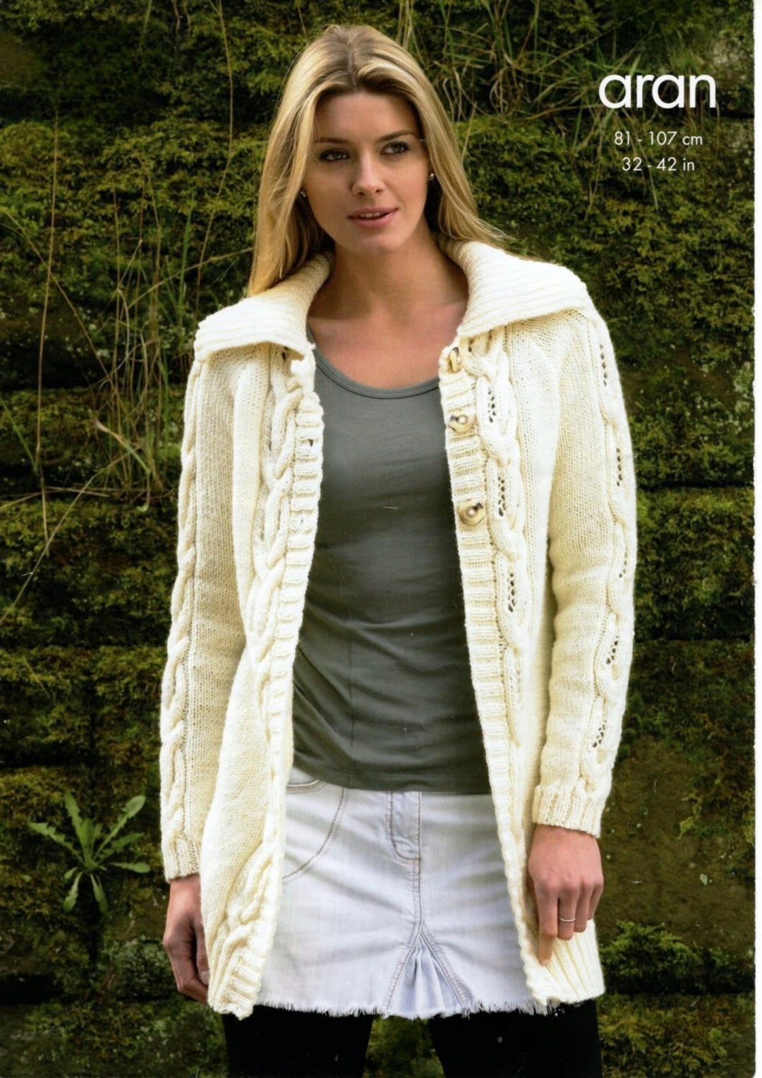 Ladies Long Line Cardigans Knitting Pattern Aran Sizes 32-42" - 81 ...