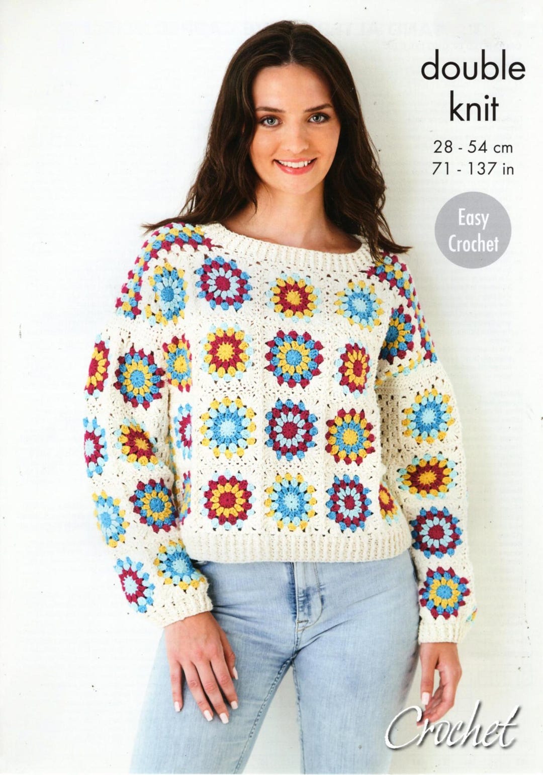 2 X Ladies Crochet Granny Squares Jumper Crochet Pattern DK - Easy ...
