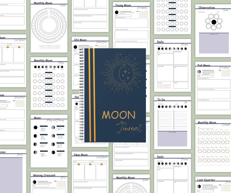 Moon Journal | Printable Lunar Tracker | Moon Phases, Manifesting Notes ...