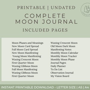 Moon Journal | Printable Lunar Tracker | Moon Phases, Manifesting Notes ...