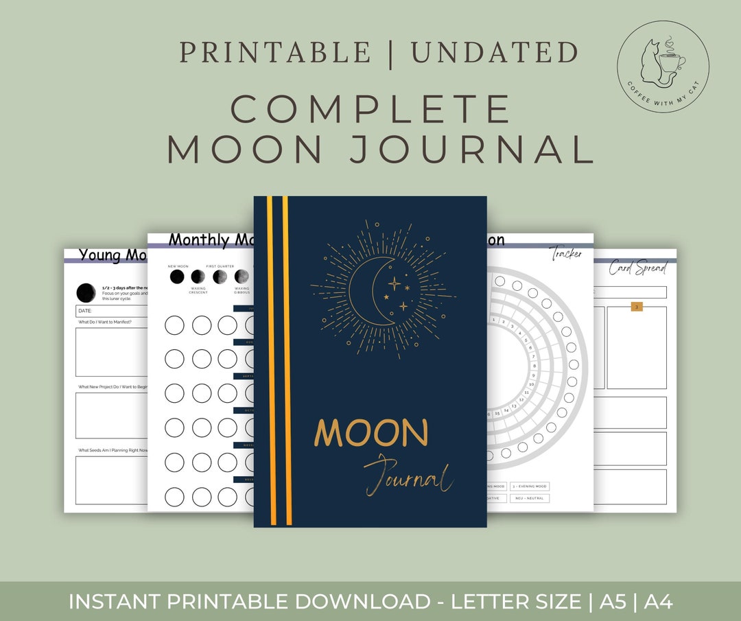Moon Journal | Printable Lunar Tracker | Moon Phases, Manifesting Notes ...