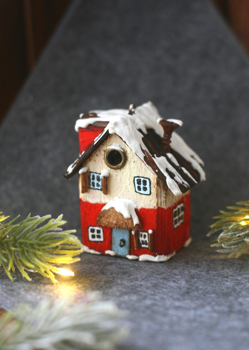 Handmade Wooden Christmas House Ornament: Rustic Cottage Decor - Etsy