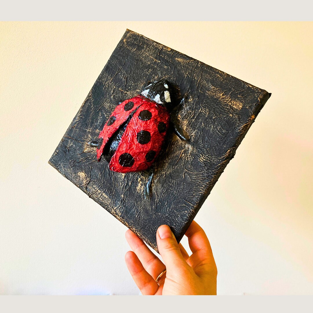 3d Wall Art, Ladybug Wall Decor on Canvas, Handmade 3D Painting, Unique ...