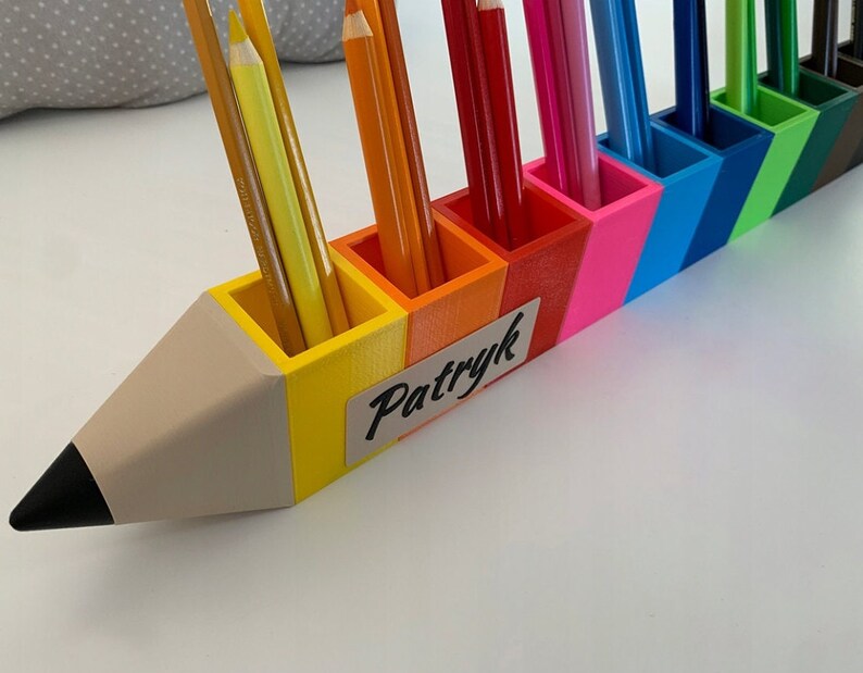 Personalized Pencil Holder, Montessori Wood Holder, Color Sorting of ...