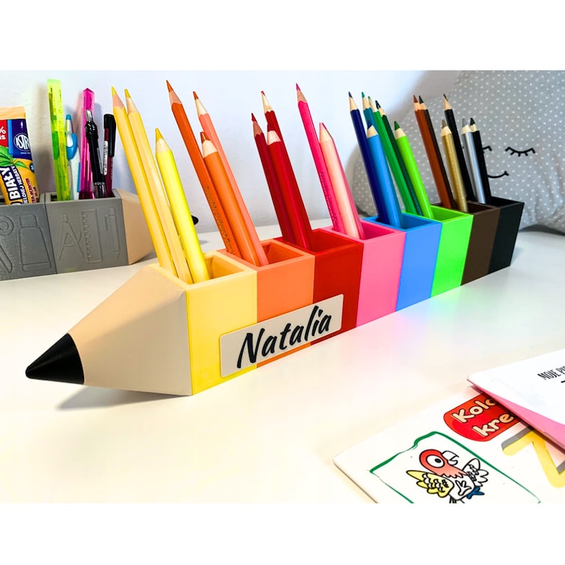 Personalized Pencil Holder, Montessori Wood Holder, Color Sorting of ...