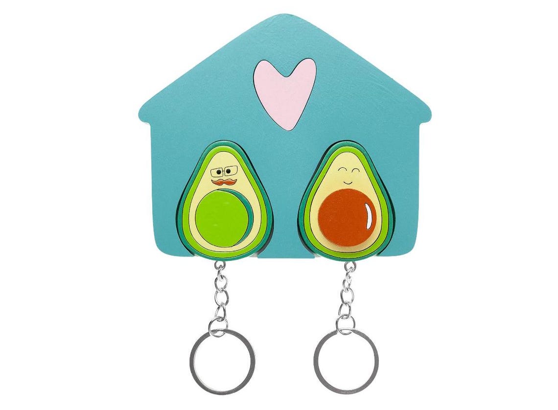 Handcrafted Wooden Avocado Key Holder, Avocado Keychain, Unique ...