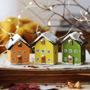 Handmade Wooden Holiday Houses: Rustic Christmas Tree Decoration - Etsy