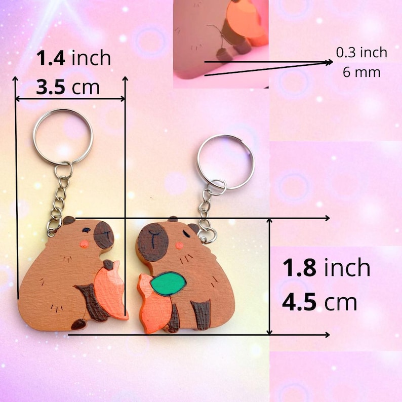 Capybara Lovers Keychain Set: Personalized Wooden Couple Keyrings - Etsy