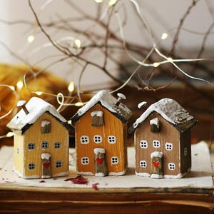 Handmade Wooden Holiday Houses: Rustic Christmas Tree Decoration - Etsy