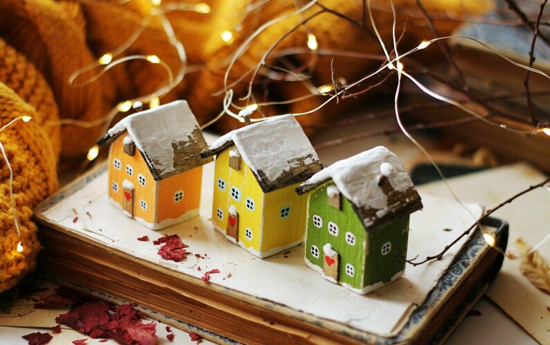 Handmade Wooden Holiday Houses: Rustic Christmas Tree Decoration - Etsy